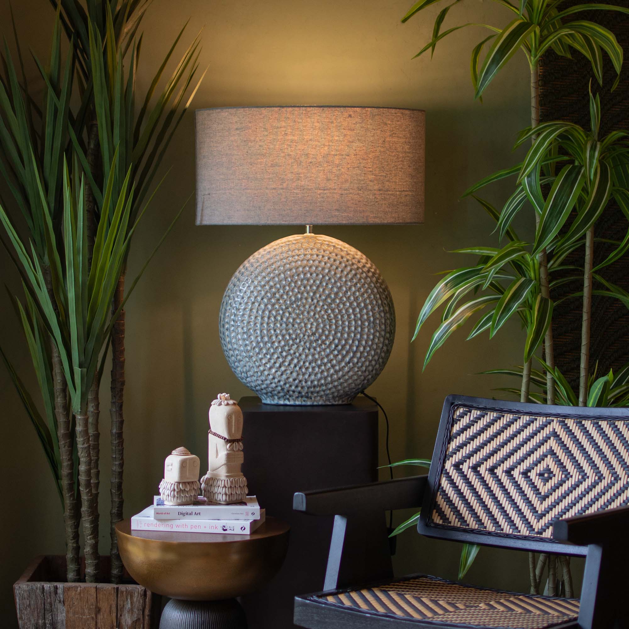 Buy Table Lamps | Ceramic Round Base Table Lamp | Shop at Beruru