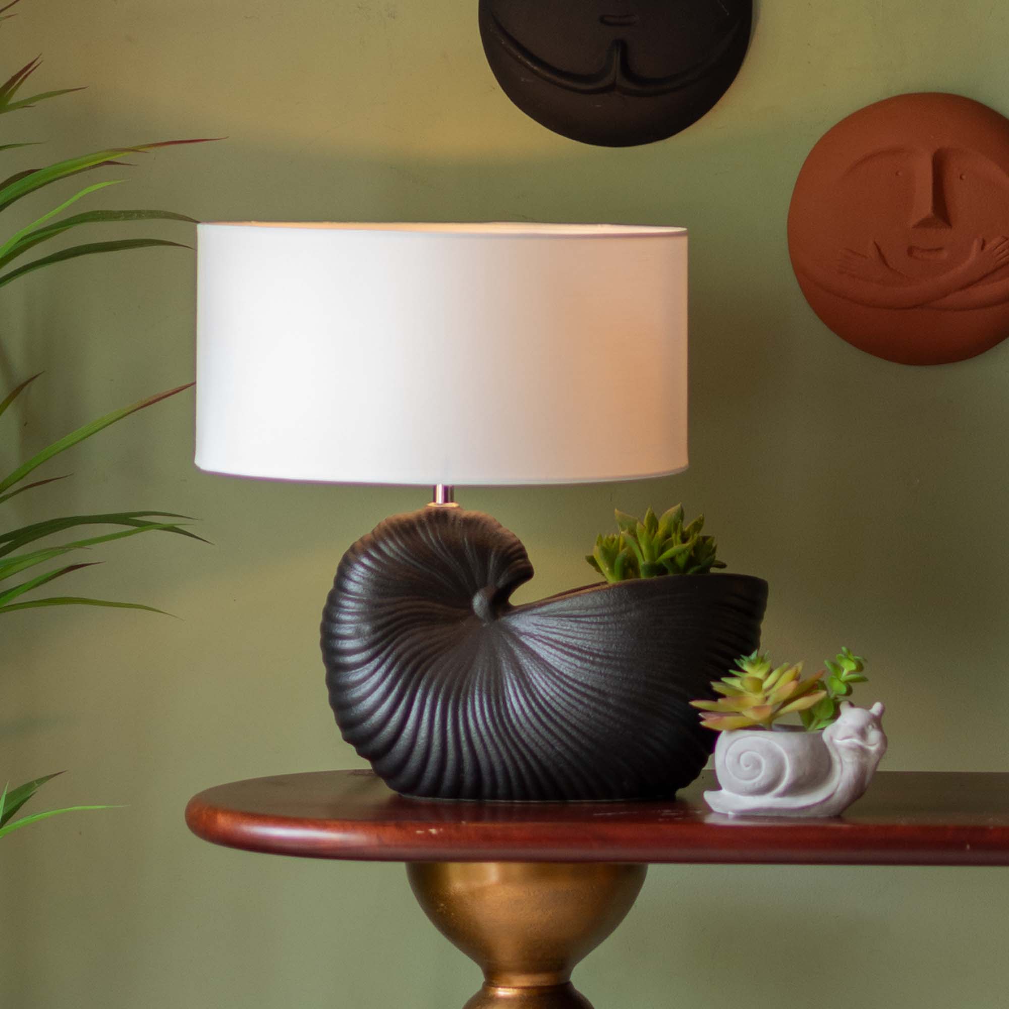 Buy Table Lamps | Ceramic Snail Base Table Lamp | Shop at Beruru