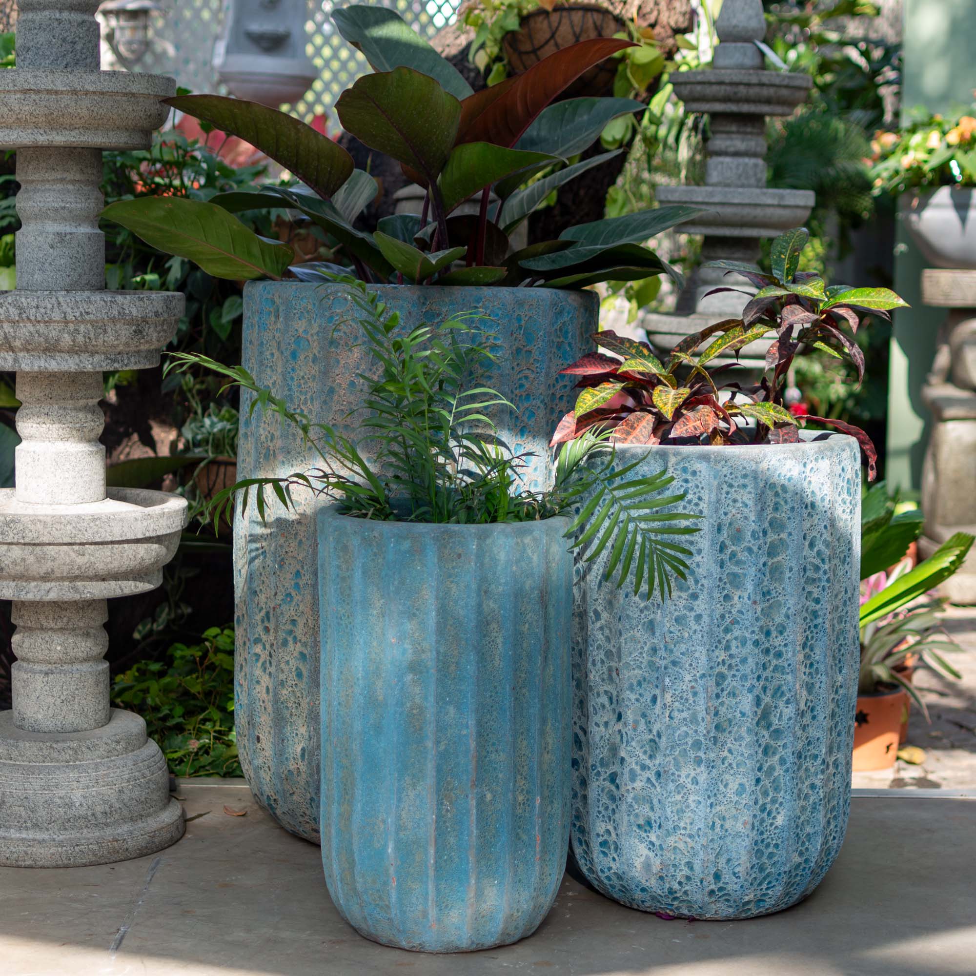 Buy Planters | Cylindrical Shape Mediterranean Ocean Pot | Shop At Beruru