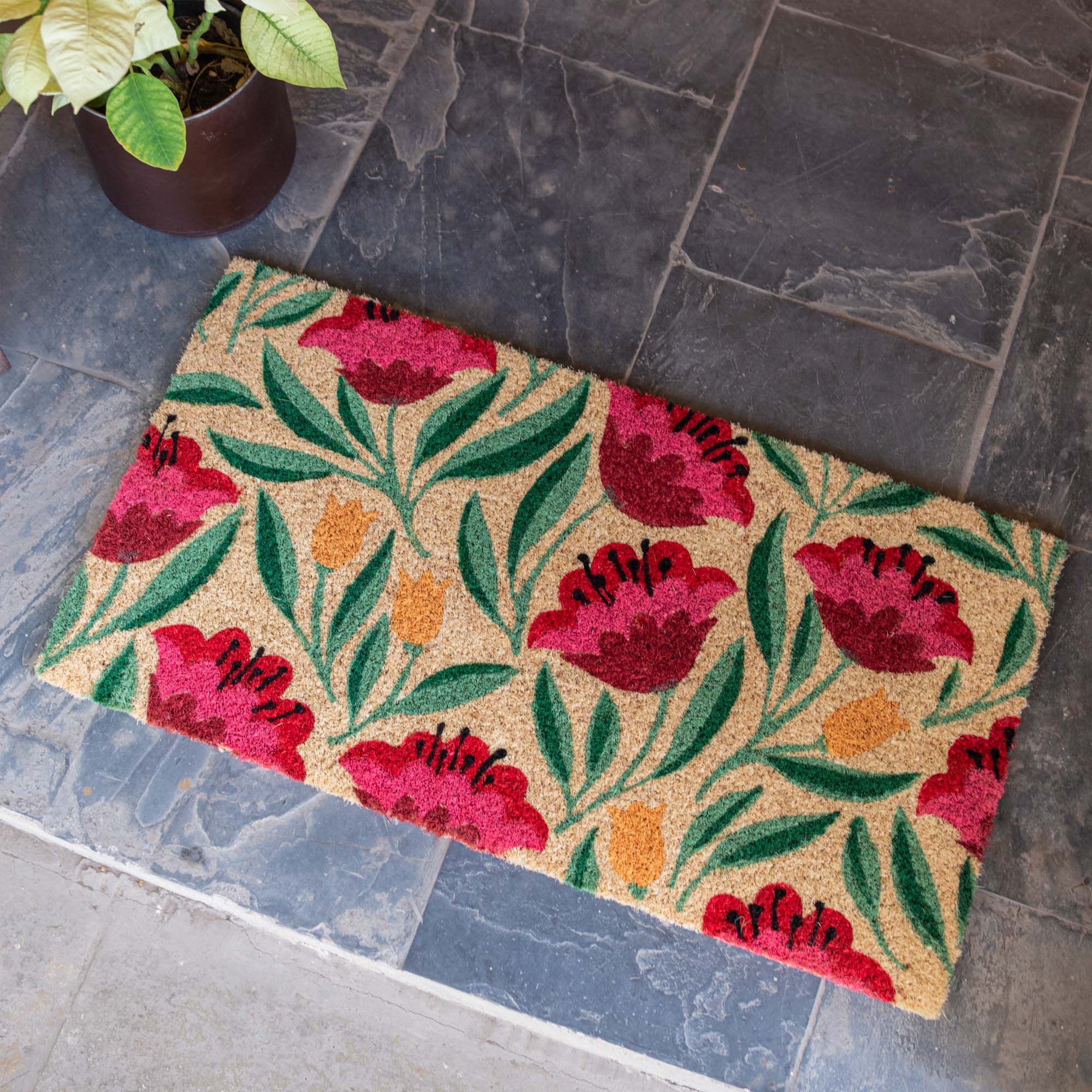 Buy Mats |PVC Backed Coir Mat Red Rose |Shop at Beruru